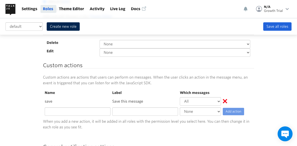 How to save messages as favorites in TalkJS