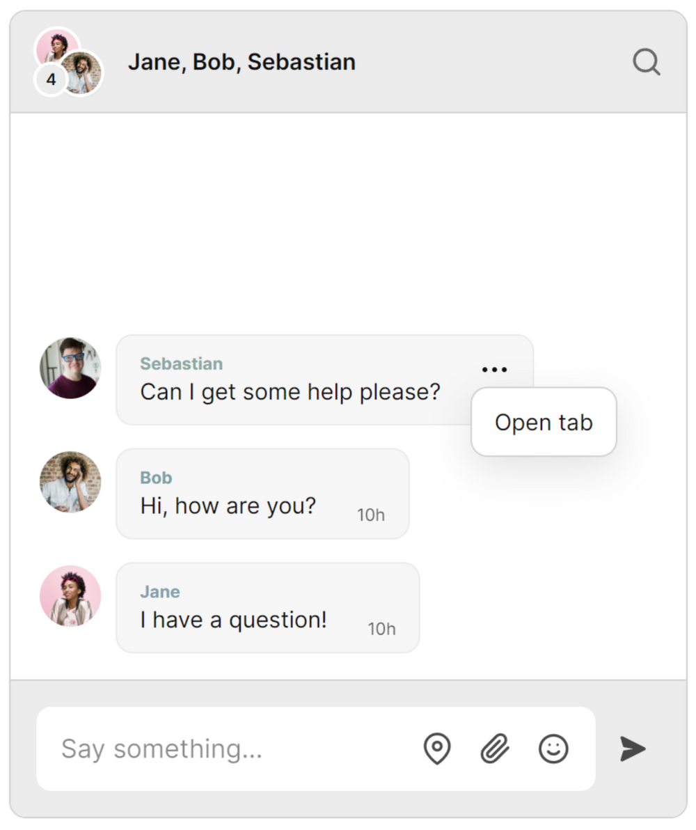 How to make clickable tabs for conversations