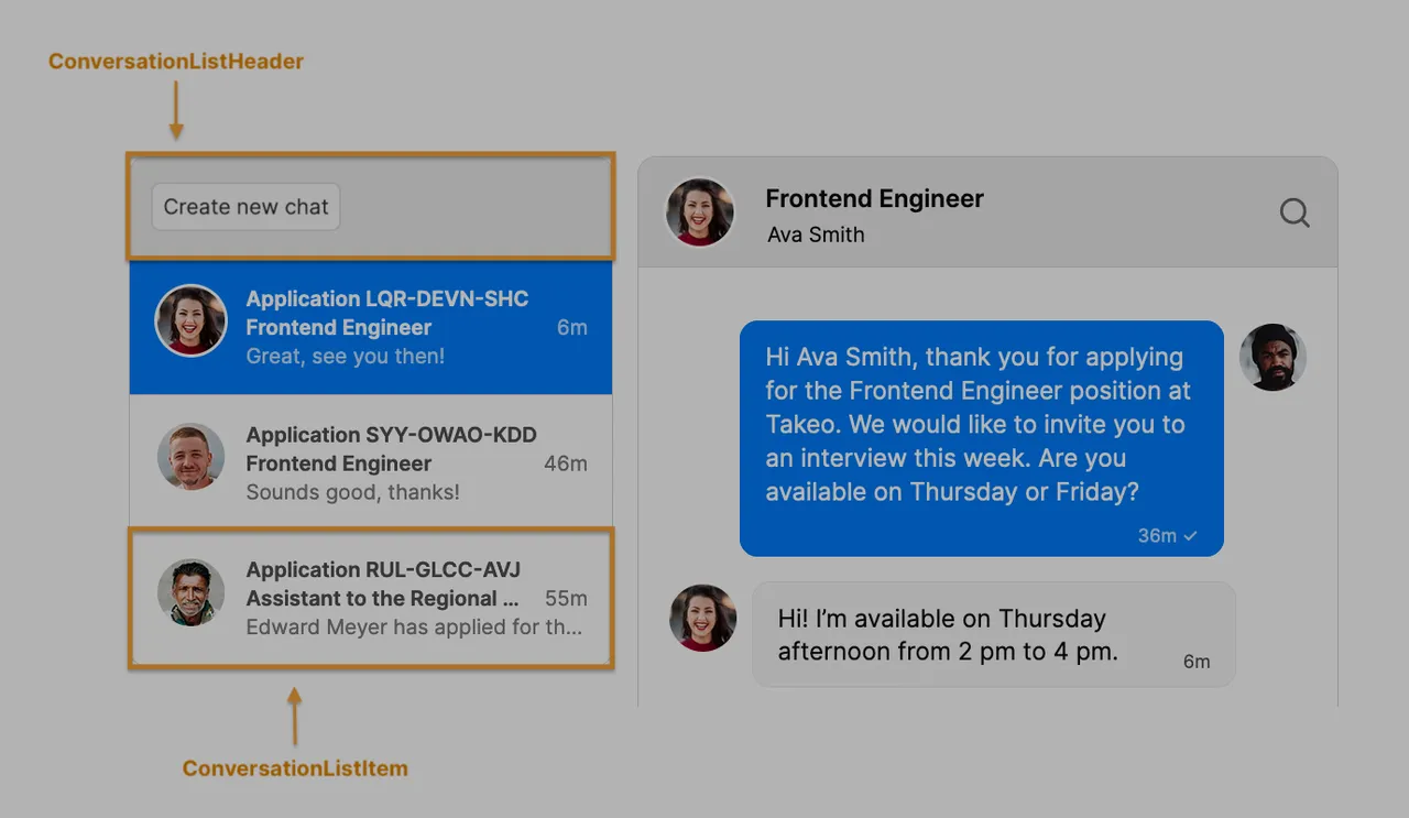 Action buttons and action links in the conversation list