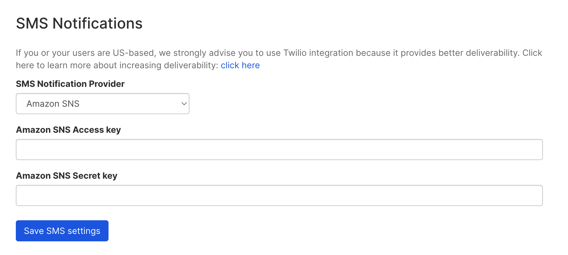 How to set up SMS credentials with Amazon's Simple Notification Service