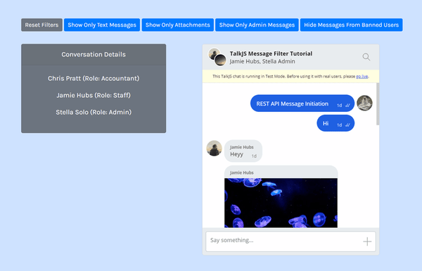 How to hide messages for users in a TalkJS chat