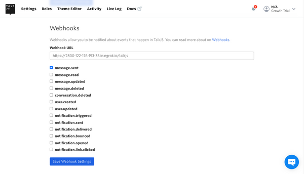 Using TalkJS webhooks to implement push notifications